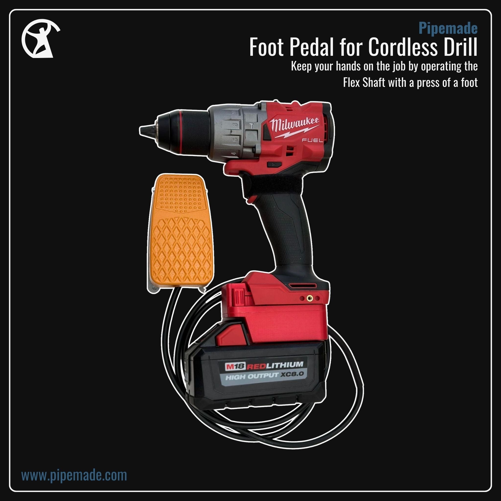 Foot Pedal for Cordless Drill | Hands-free Drain Cleaning – Pipemade ...